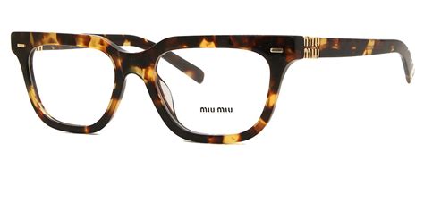Miu Miu Mu07xv Vau1o1 Rectangle Honey Yellow Tortoise Eyeglasses