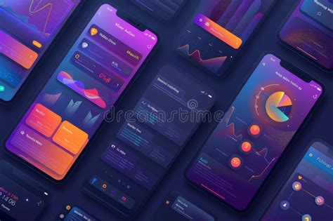 Modern User Interface Design Template Colorful Mobile Phone Screen Mock Up For Application