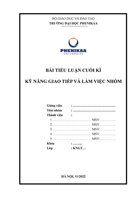 HD BTL KNGT Hướng dẫn bài tập BỘ GIÁO DỤC VÀ ĐÀO TẠO TRƯỜNG ĐẠI HỌC PHENIKAA BÀI TIỂU