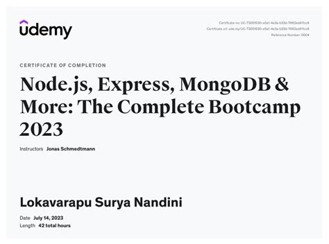 Lokavarapu Surya Nandini On Linkedin Udemy Course Completion Certificate