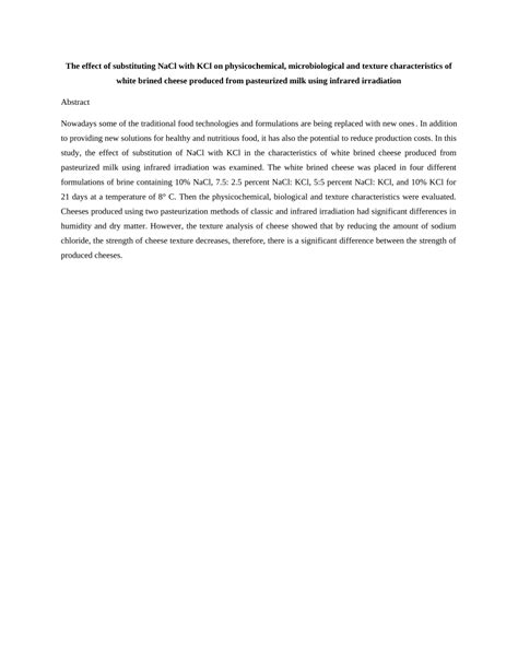 Pdf The Effect Of Substituting Nacl With Kcl On Physicochemical Microbiological And Texture