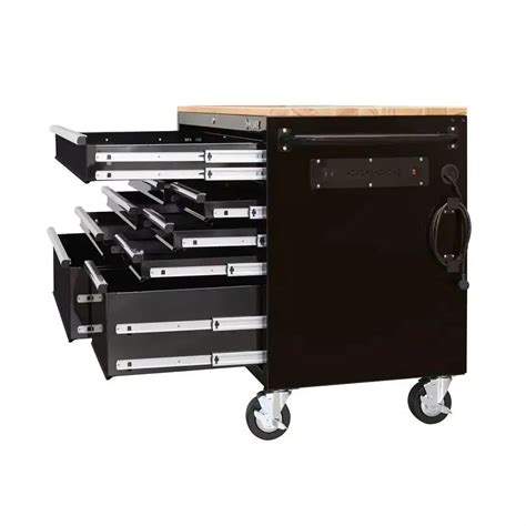 52 In W 9 Drawer Deep Tool Chest Mobile Workbench In Gloss Black