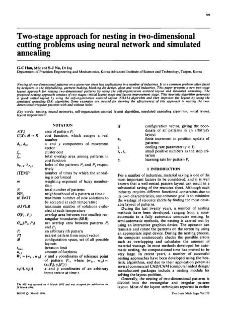 Two Stage Approach For Nesting In Two Dimensional Cutting Problems Using Pdf