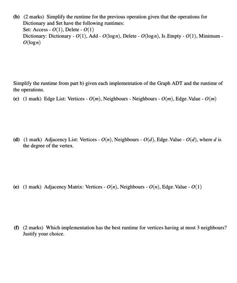 Algorithm Analysis A Marks The Following Is Chegg