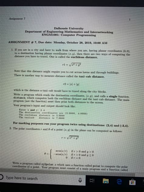 Solved Assignment 7 Dalhousie University Department Of