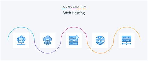 web hosting blue 5 icon pack including hosting center data center