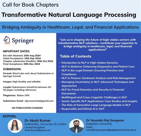 Akshi Kumar On Linkedin Springer Callforchapters Nlp Healthcarenlp