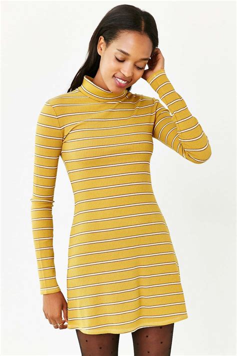 Bdg Kaylyn Ribbed Turtleneck Dress Urban Outfitters Turtle Neck