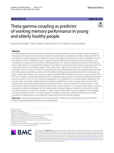 Pdf Theta Gamma Coupling As Predictor Of Working Memory Performance In Young And Elderly