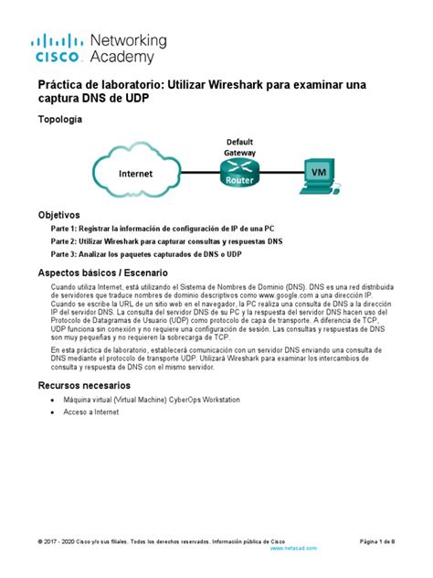 Using Wireshark To Examine A Udp Dns Capture Pdf Sistema De Nombres