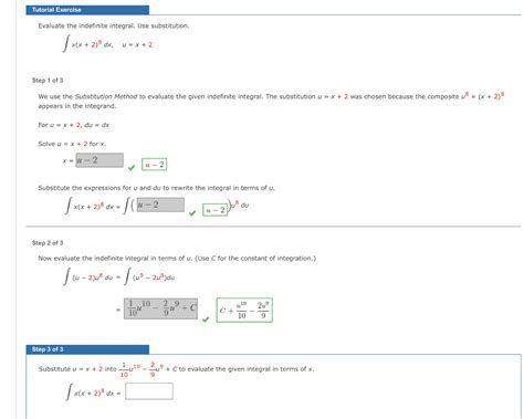 solved tutorial exerciseevaluate the indefinite integral