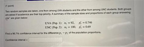 Solved Two Random Samples Are Taken One From Among UVA Chegg