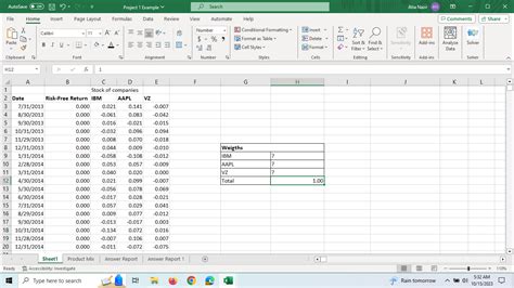 Solved How To Find 3 Stock Weights Their Sum Must Be Equal