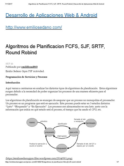 Algoritmos De Planificacion Fcfs Sjf Srtf Round Robind Pdf Áreas