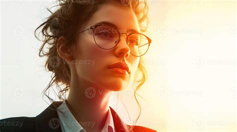 Ai Generated Smiling Businesswoman Wearing Glasses In An Office