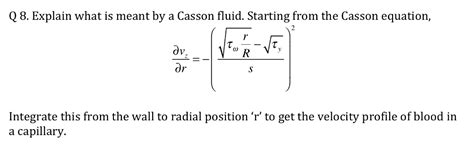 Solved Explain What Is Meant By A Casson Fluid Starting