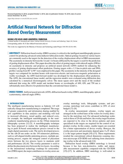 Artificial Neural Network For Diffraction Based Overlay Measurement Pdf Mean Squared Error