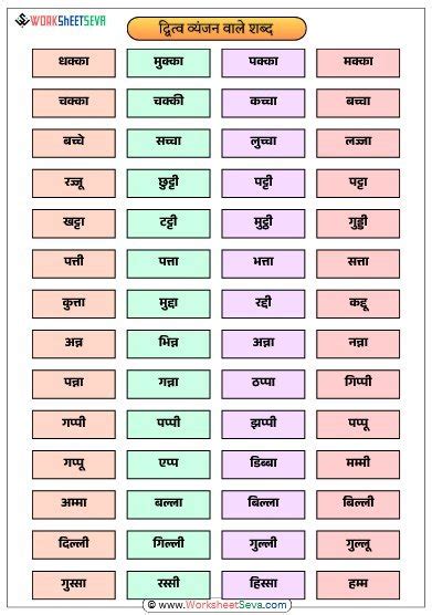 Sanyukt Akshar Wale Shabd Worksheet