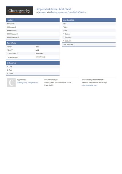 28 Markdown Cheat Sheets Cheat Sheets For Every