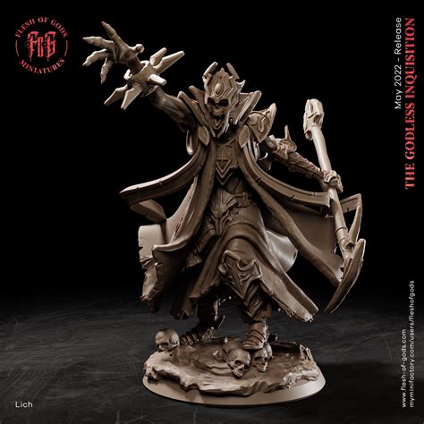 Undead Lich 28mm 32mm 75mm Scale Resin Miniature Flesh Of Gods