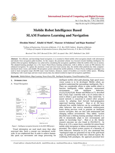 Pdf Mobile Robot Intelligence Based Slam Features Learning And Navigation