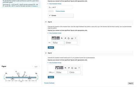 Solved To Calculate The Resultant Couple And Force At A Chegg Com