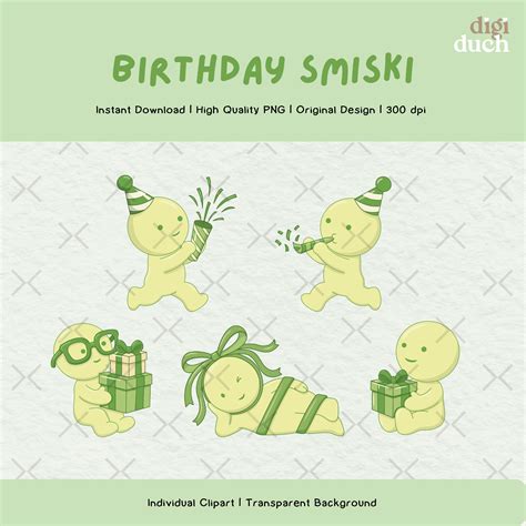 Birthday Smiski Png Bundle Original Design Print And Cut Digital