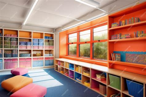 Premium Ai Image A Large Window In An Elementary School Classroom