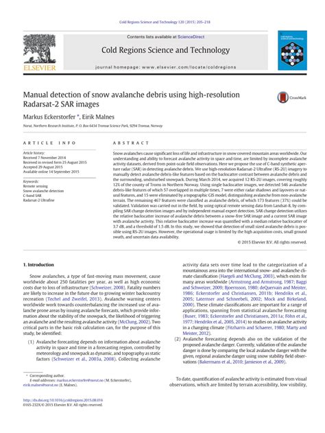 pdf manual detection of snow avalanche debris using high resolution
