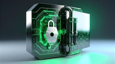 Secure Server With Green Padlockcybersecurity Digital Premium Ai