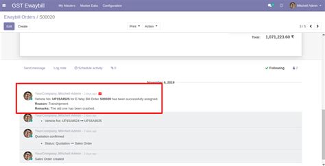 Odoo GST E Way Bill GST E Way Bill Odoo GST Road Permit