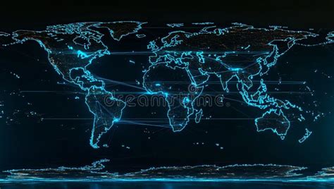 Global Network Connections Futuristic World Map High Quality Image