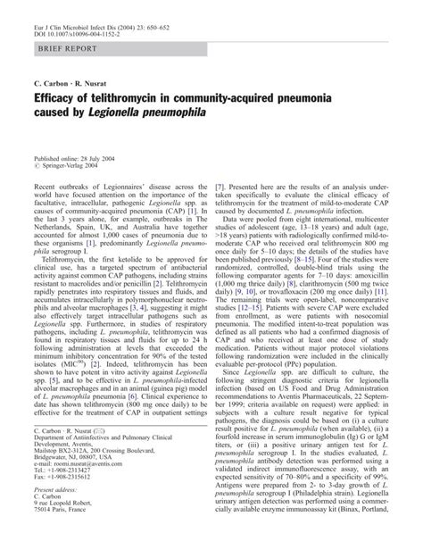 Efficacy Of Telithromycin In Community Acquired Pneumonia Caused By