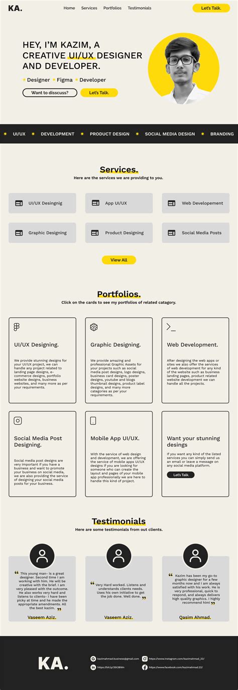 Personal Portfolio Web Design Ui Ux Designing