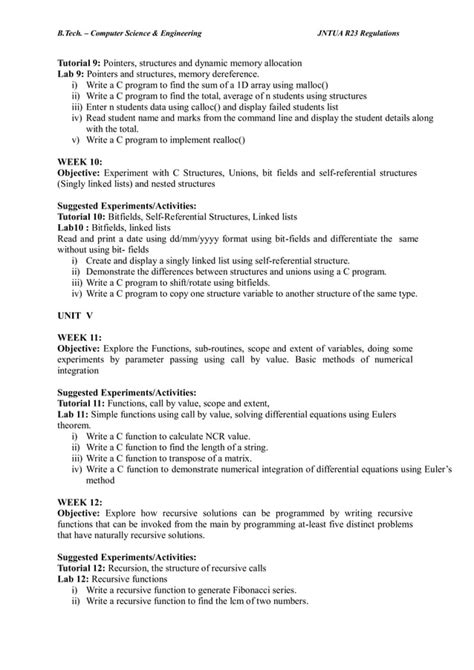 5 JNTUA B Tech CSE R23 I II Year Course Structure And Syllabus Pdf