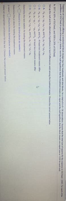 Solved Suppose An Experiment Utilizing A Randomized Block