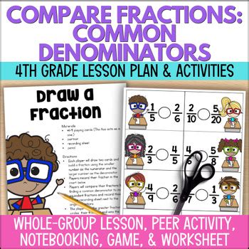Comparing Fractions Common Denominators Game Anchor Chart Practice Review