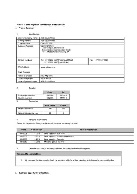 1 Of My Data Migration Projects At Abb Docx