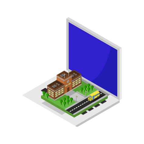 Online School On Isometric Laptop Vector Art At Vecteezy