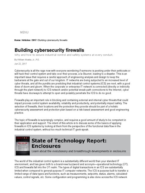 Building Cybersecurity Firewalls Control June 2017 Pdf Firewall Computing Computer Security
