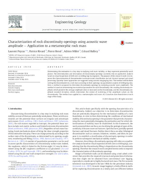 Pdf Characterization Of Rock Discontinuity Openings Using Acoustic Wave Amplitude