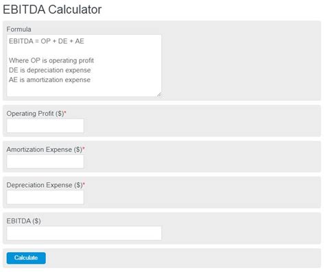 EBITDA Calculator Calculator Academy