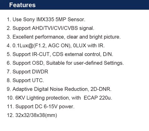 5mp Imx335 Ahd Camera Module Camera Board Support Warm Light Ir Light Dual Light Pcb Module