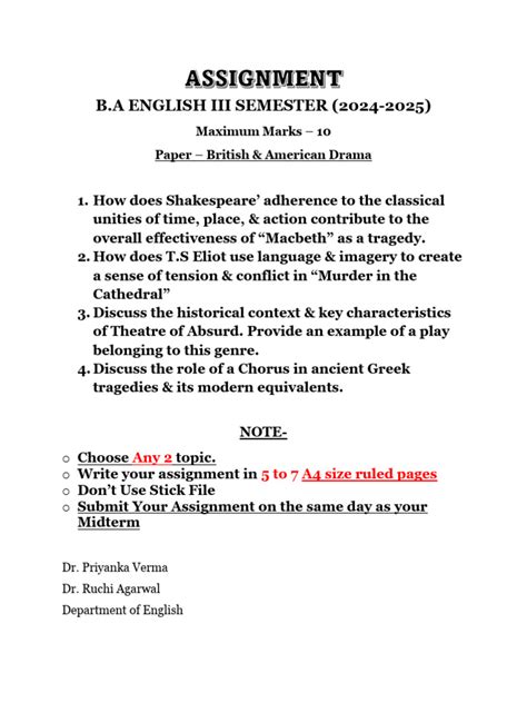 Ba Iii Sem Assignment Pdf