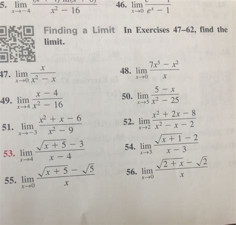 Solved 5 Lim 46 Lim X2 16 X 4 Finding A Limit In