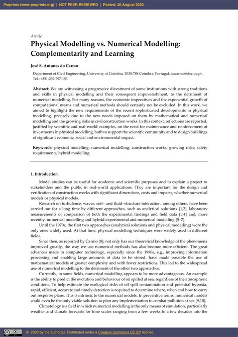 PDF Physical Modelling Vs Numerical Modelling Complementarity And Learning