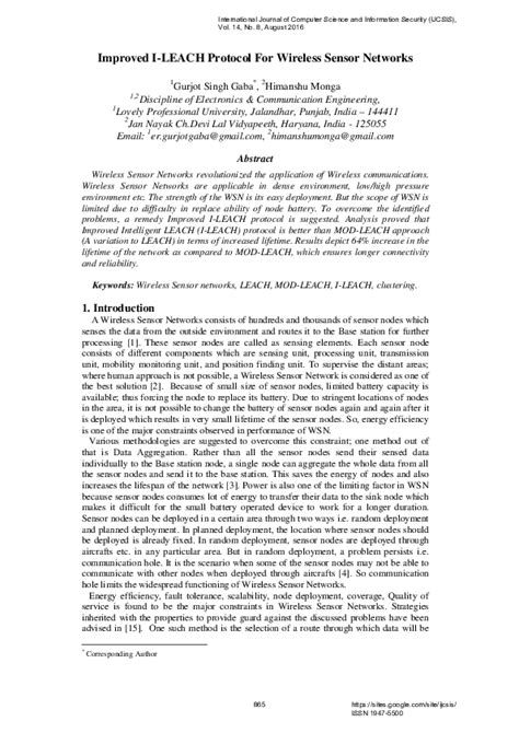 pdf improved i leach protocol for wireless sensor networks