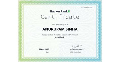 Anurupam Sinha On Linkedin Hackerrank Skill Certificate