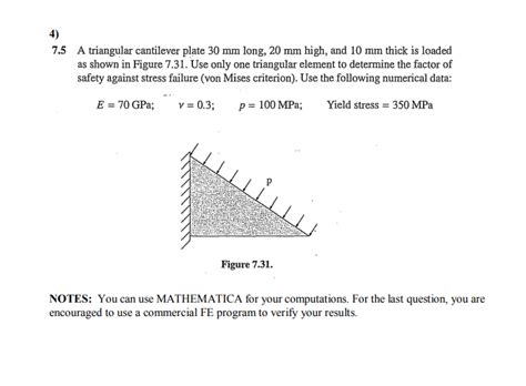 Solved A Triangular Cantilever Plate Mm Long Mm Chegg