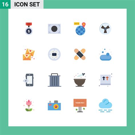 Stock Vector Icon Pack Of 16 Line Signs And Symbols For Glasses Email Map Fan Warining Editable